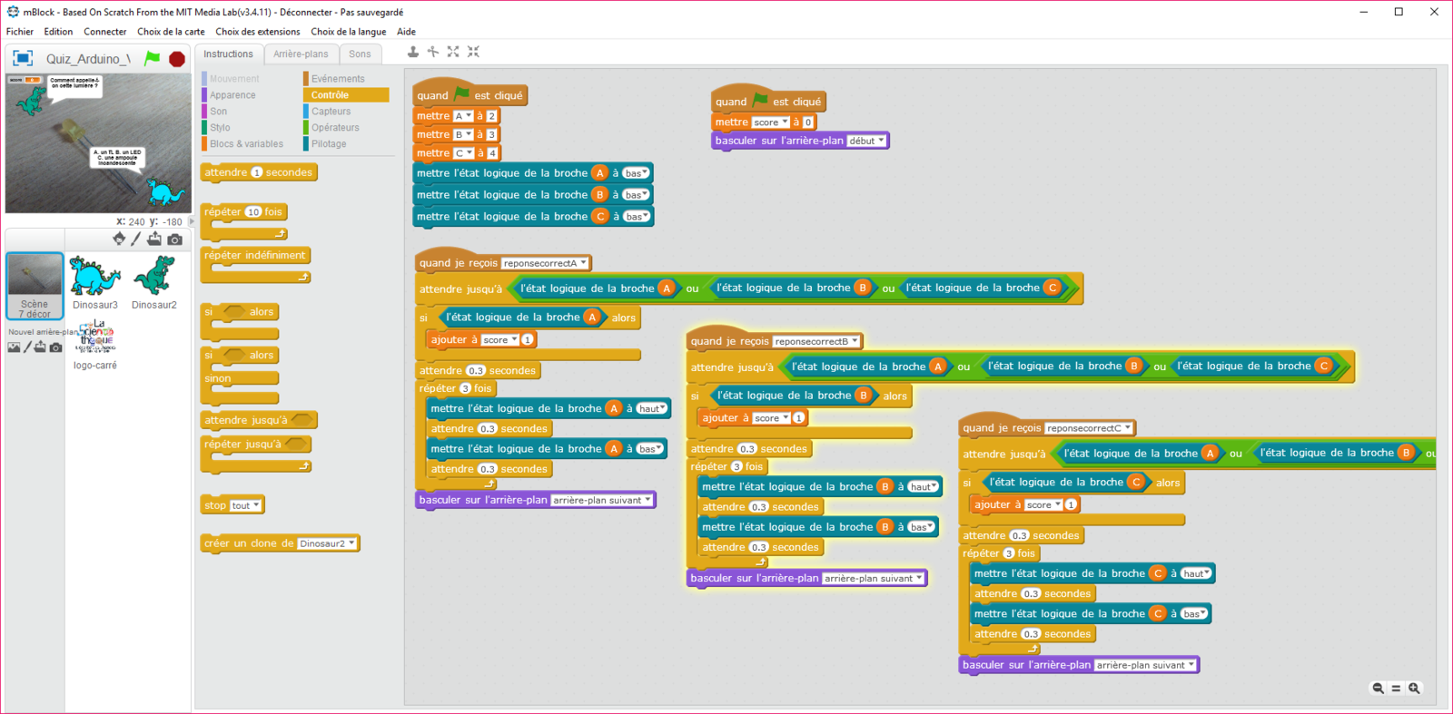Quizmaster avec mBlock et Arduino — Wikifab
