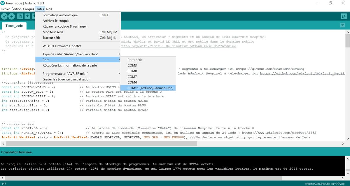 Timer : Un minuteur à base d'Arduino — Wikifab